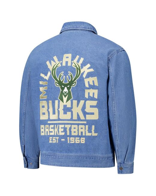 The Wild Collective And Milwaukee Bucks Coaches Full-zip Denim Jacket ...