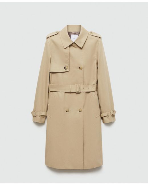 Mango Belted Classic Trench Coat in Blue | Lyst