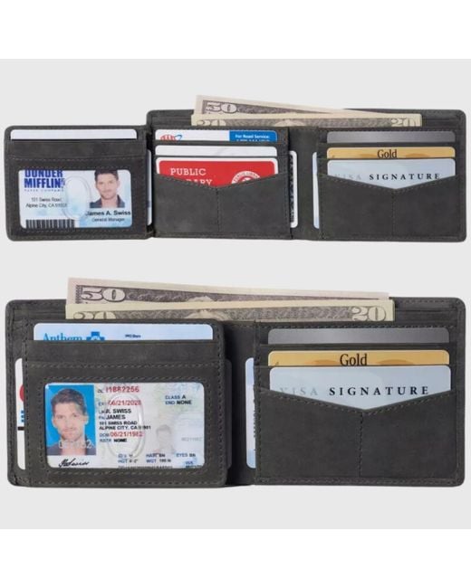 Alpine Swiss Leather Rfid Bifold Wallet 2 Id Windows Divided Bill ...
