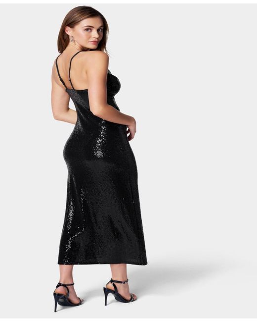 Bebe Spaghetti Gown Long Slim Maxi Dress in Black | Lyst