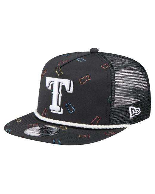 KTZ Texas Rangers Gummy Golfer Trucker Adjustable Hat in Black for Men ...