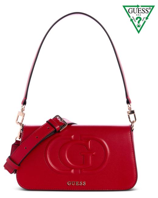 Guess Eco Mietta Flap Small Shoulder Bag in Red | Lyst