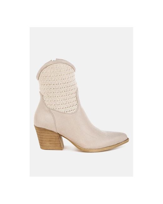 LONDON RAG Bimmy Woven Pointy Western Boots in White | Lyst