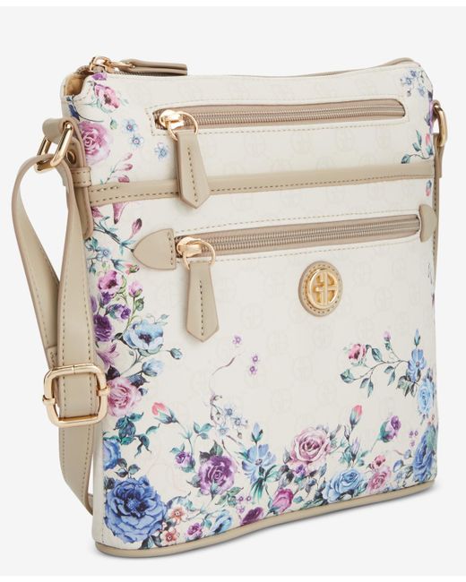 Giani Bernini Winter Floral North South Small Crossbody in White | Lyst