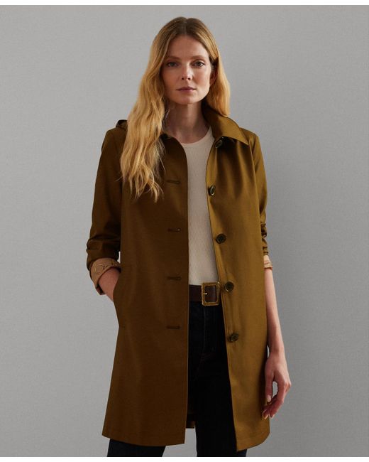 Ralph Lauren Hooded A-line Raincoat in Brown | Lyst