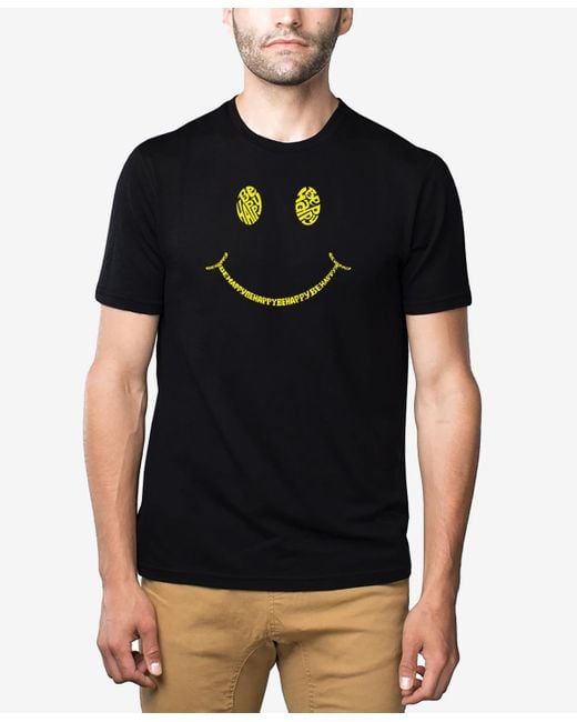 LA Pop Art Premium Blend Word Art Be Happy Smiley Face T-shirt in Black ...