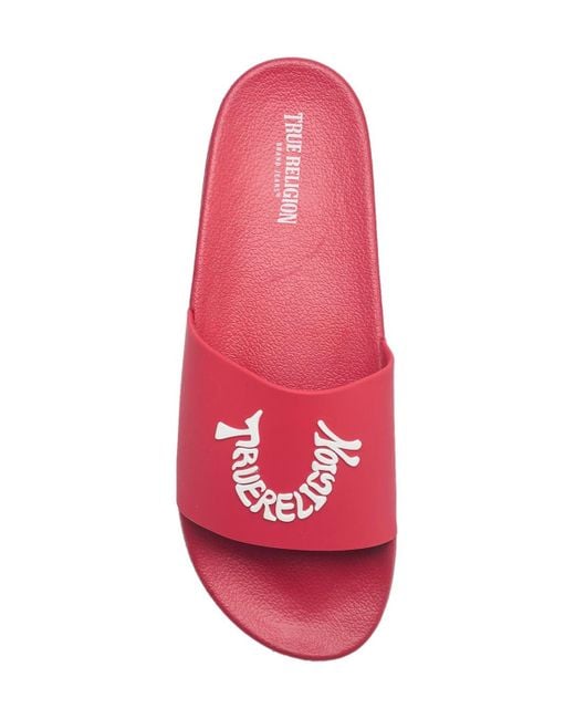 True Religion Ti Logo Slide in Pink | Lyst