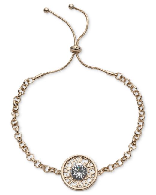 Givenchy Gold-tone Crystal Logo-frame Coin Slider Bracelet in Metallic ...