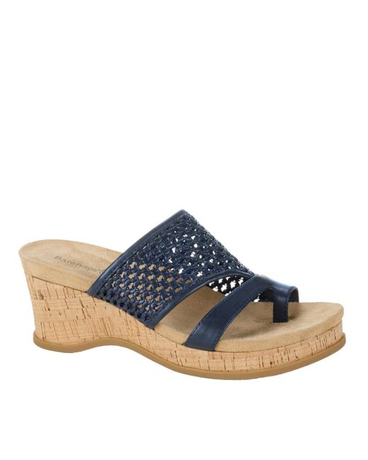 BareTraps Cherish Wedge Sandals in Blue | Lyst