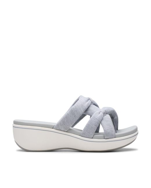 Clarks Cloudsteppers Breeze Rae Cam Slip-on Flat Sandals in White | Lyst