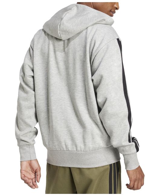 adidas Regular-fit 3-stripes Full-zip Fleece Hoodie in Gray for Men | Lyst