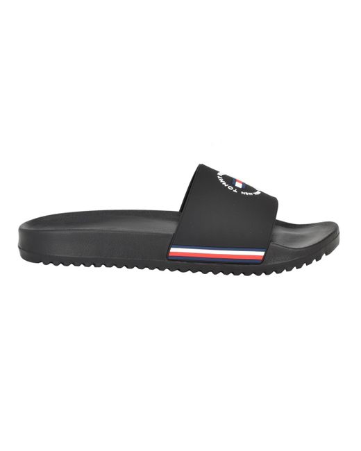 Tommy Hilfiger Ratri Branded Classic Pool Slides in Black for Men | Lyst