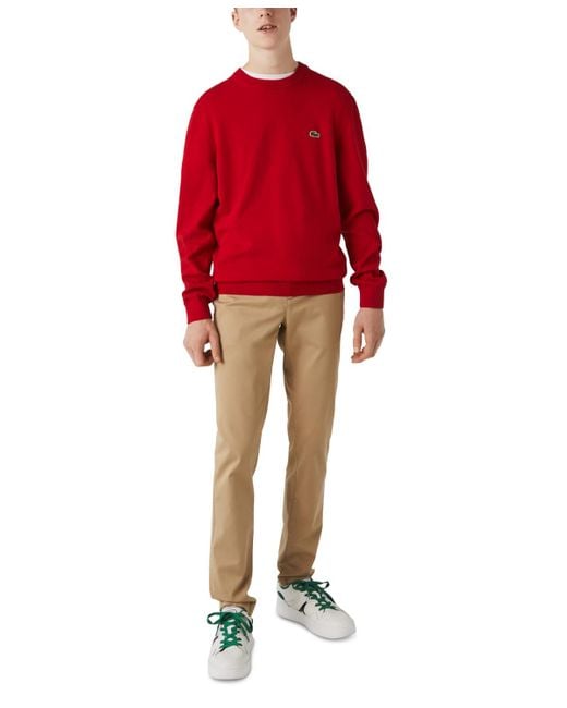 Lacoste Solid Croc Sweater in Red for Men | Lyst