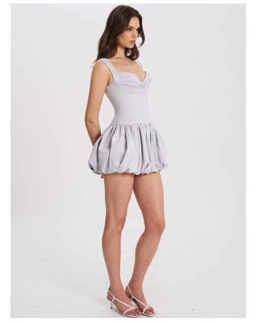 Miss Circle Zada Pleated Breast Bubble Hem Mini Dress in White | Lyst