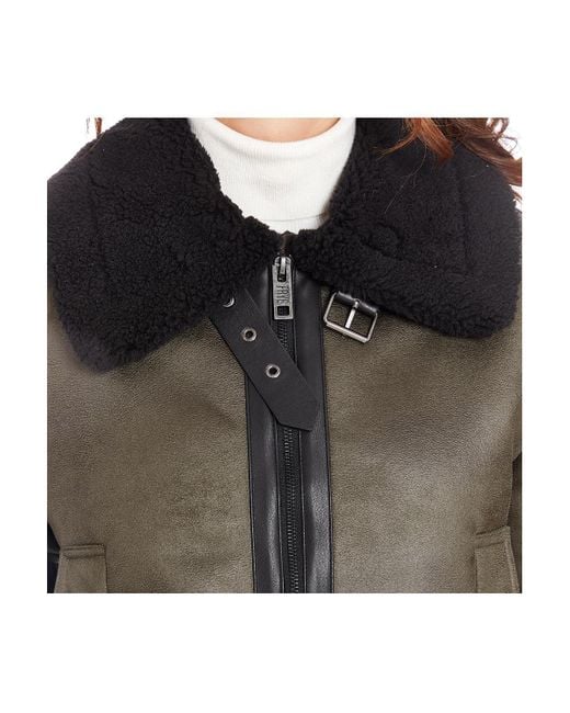 Frye Chloe Faux Shearling Coat in Black | Lyst