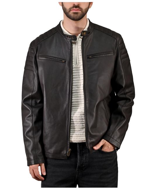 Frye Cafe Racer Nappa Leather Jacket in Black for Men | Lyst