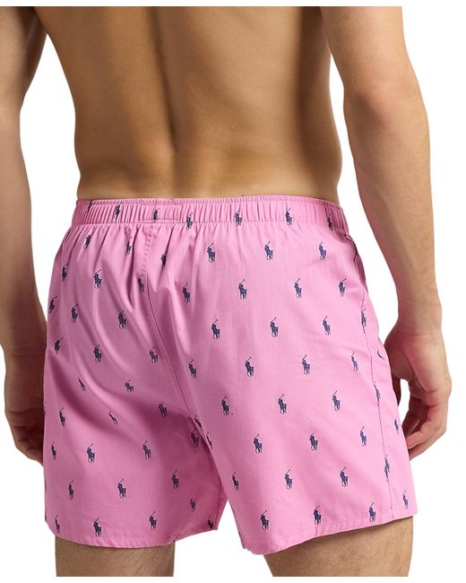 Polo Ralph Lauren Allover Pony Woven Boxers in Pink for Men | Lyst