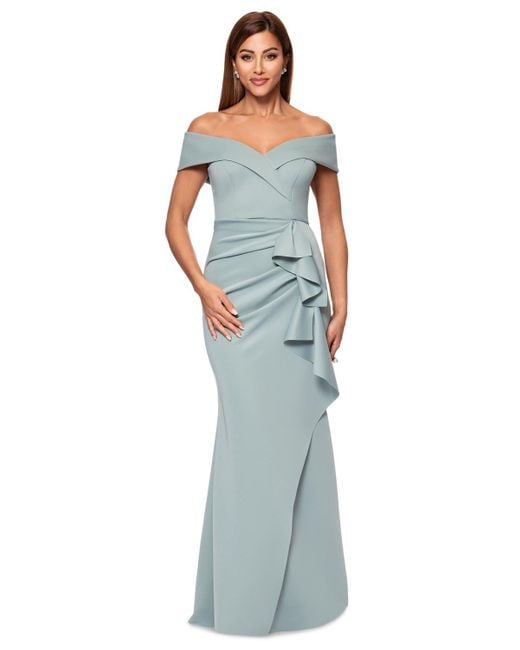 Xscape Petite Off-the-shoulder Ruffle Gown in Blue | Lyst