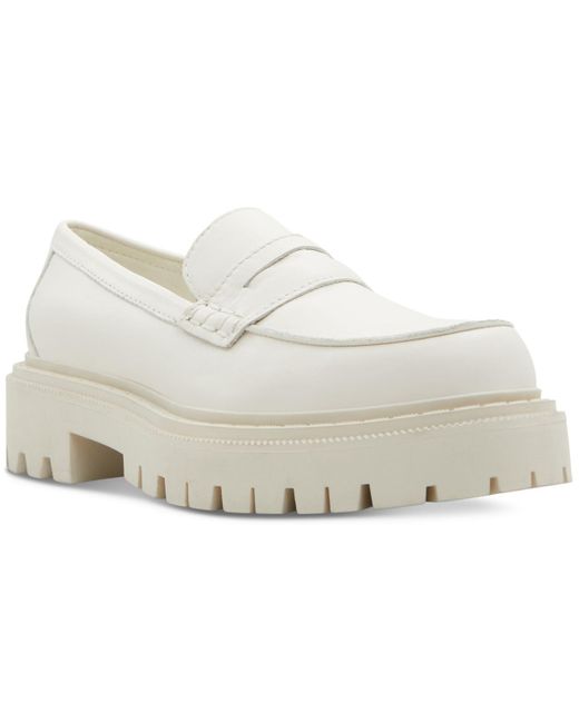 Aldo Leather Bigstrut Lug Sole Loafers In White Lyst