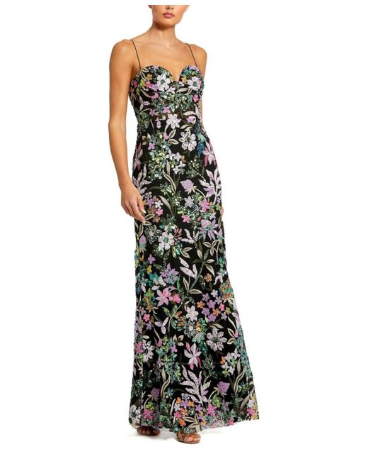 Mac Duggal Spaghetti Strap Bustier Embroidered Applique Gown in White ...