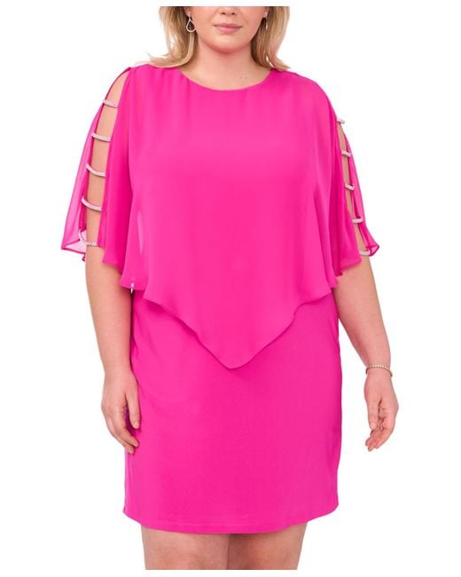 Msk Plus Size Cape-overlay Embellished-ladder Dress in Pink | Lyst