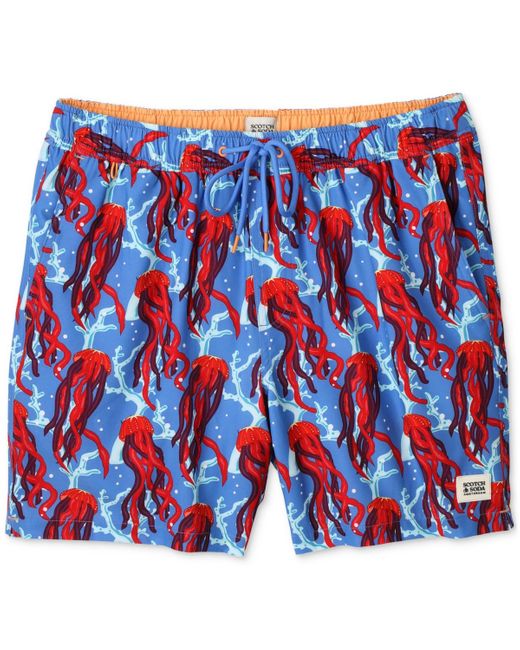 Scotch & Soda Under The Sea Jellyfish Graphic Swim Trunks in Blue for ...