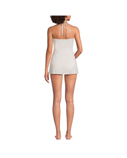 Lands' End Ruched Multi-way Sweetheart Halter Swim Dress One Piece ...