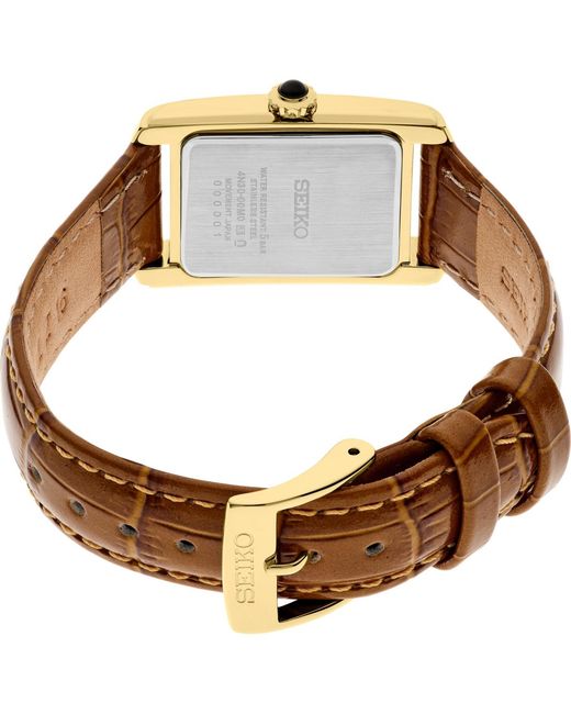 Seiko Essentials Quartz Leather Strap Watch in Metallic | Lyst