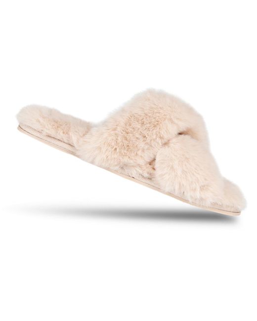 Jessica Simpson Extra Soft High Plush Cross Band Slide Slippers in ...