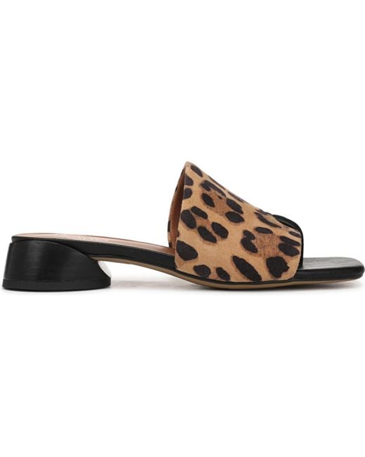 Franco Sarto Loran Stacked Heel Slide Dress Sandals in Brown | Lyst