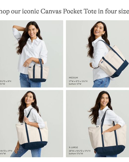 Lands' End Medium 5 Pocket Open Top Canvas Tote Bag in Blue | Lyst