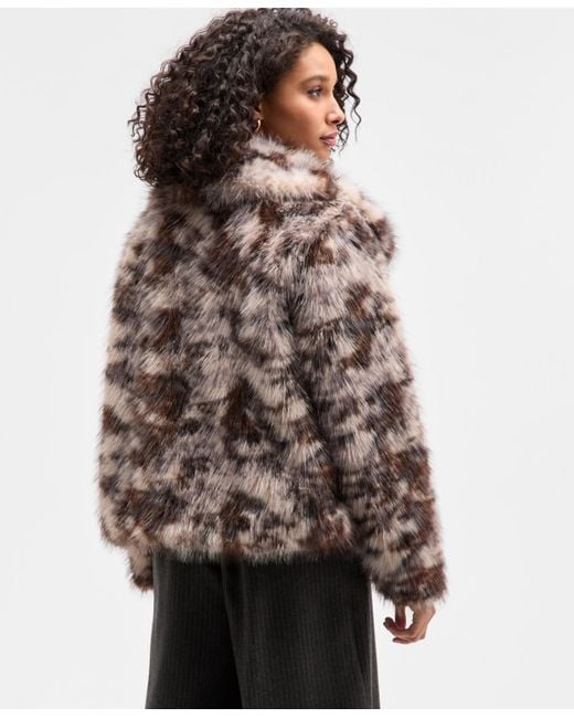 BarIII Calico Faux-fur Jacket in Black | Lyst