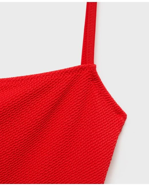 Mango Ribbed Strap Swimsuit in Red | Lyst