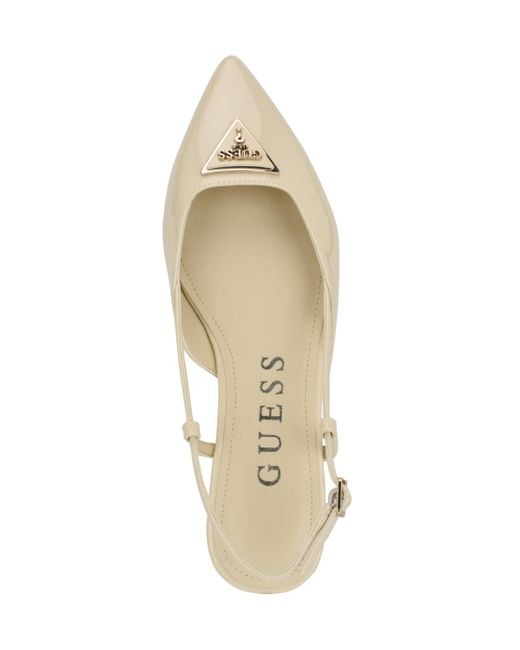 Guess Bemas Pointed Toe Triangle Slingback Flats in Metallic | Lyst