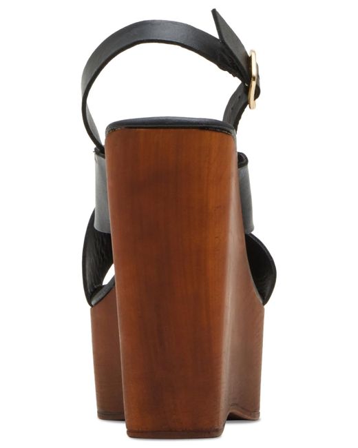 Steve Madden Galaxy Wooden Platform Wedge Sandals in Brown | Lyst