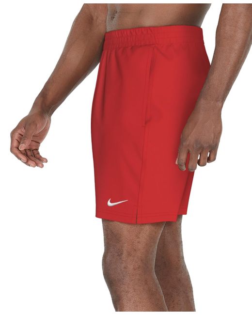 Nike Logo Swoosh Swim Trunks in Red for Men | Lyst