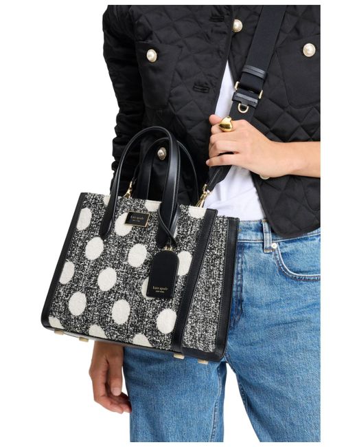 Kate Spade Manhattan Dot Tweed Small Tote Bag in Black | Lyst