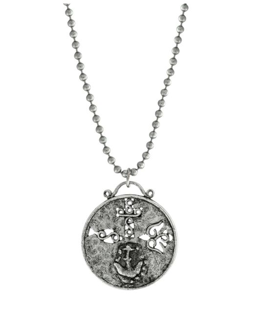 Symbols of Faith Pewter Christian Medallion in Metallic | Lyst