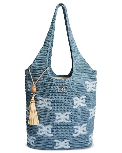 Sam Edelman April North South Crochet Logo Tote in Blue | Lyst