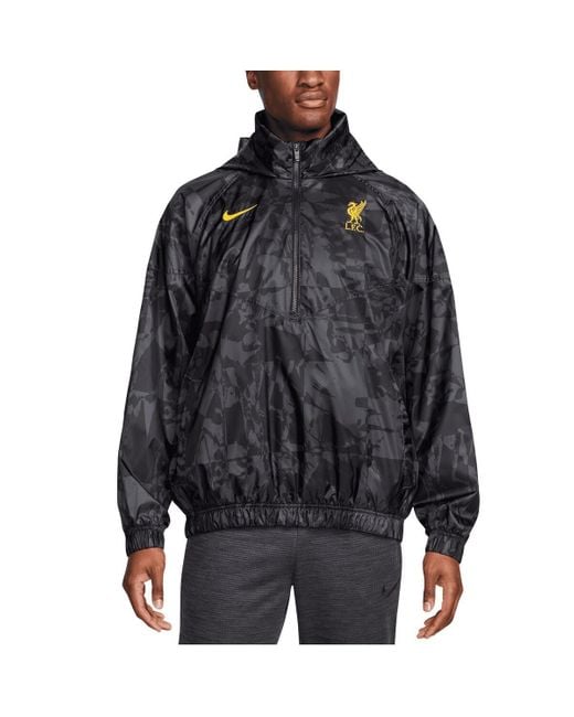 Nike Liverpool Windrunner Anorak Half-zip Jacket in Black for Men | Lyst