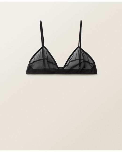 Mango Seam Detail Semi-transparent Bra in Black | Lyst
