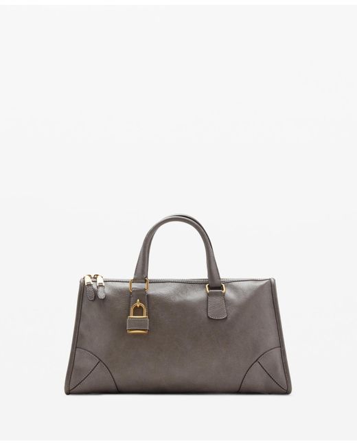 Mango Rectangular Handles Handbag in Gray | Lyst