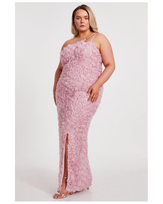 Quiz Plus Size Cut Out 3d Floral Maxi Dress in Pink | Lyst