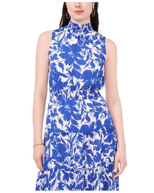 Msk Floral-print Tiered Maxi Dress in Blue | Lyst Msk Floral-print Tiered Maxi Dress in Blue | Lyst