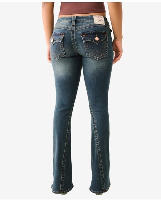 True Religion Joey Low Rise Flare Flap Jeans in Blue | Lyst