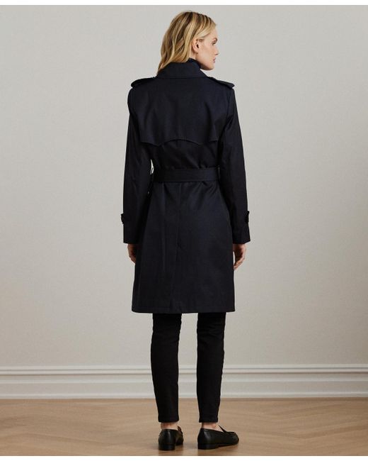 Ralph Lauren Belted Water-resistant Trench Coat in Black | Lyst
