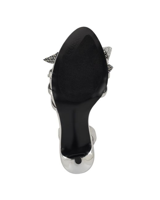 Guess Merle Rhinestone Bow Embellished Slingback Pumps in Metallic | Lyst