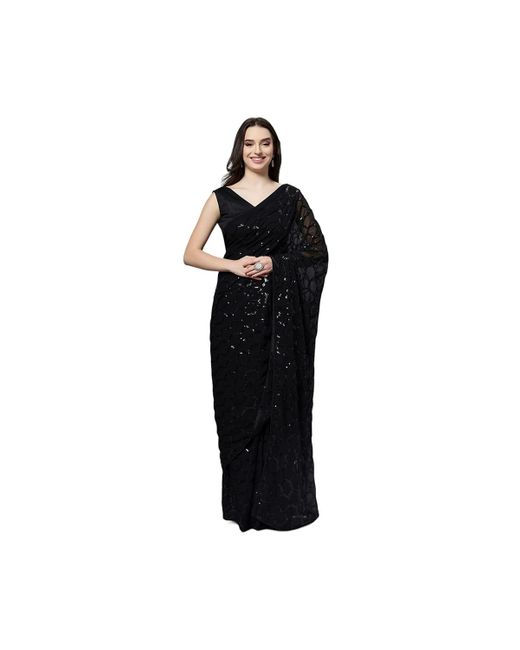 One Minute Saree Petite Anna Faux Georgette Sequins Ready To Wear Sari ...