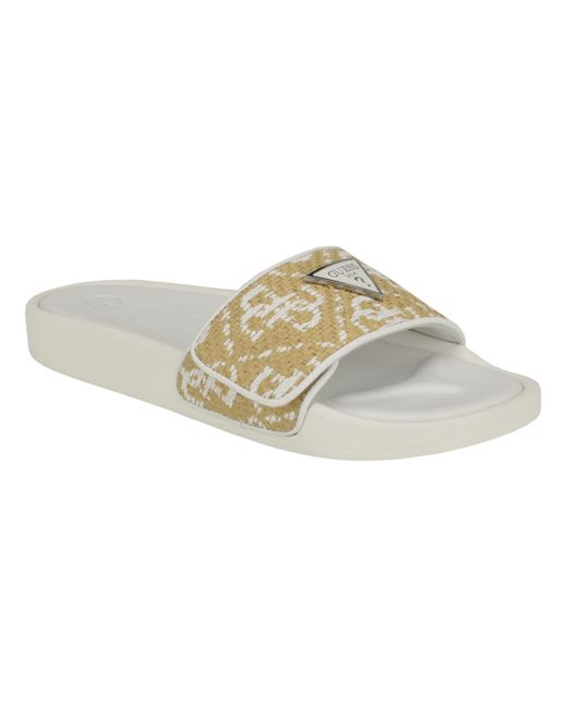Guess Callena Logo Pool Slides in White | Lyst