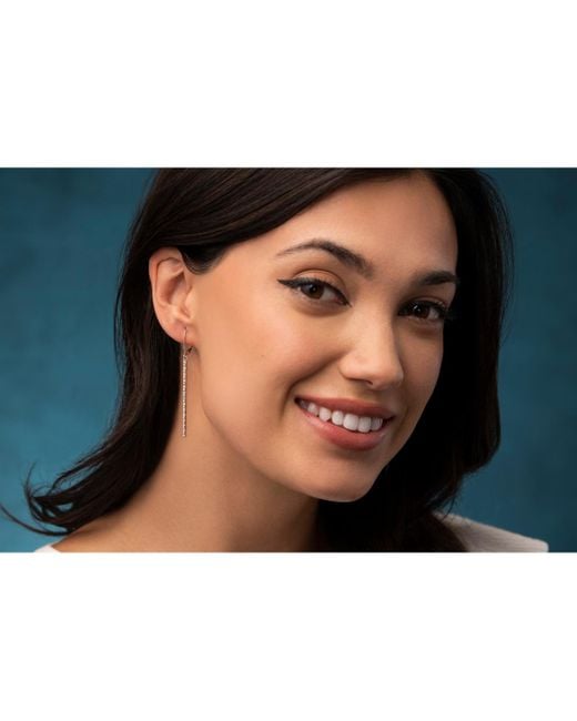 Macy's Diamond Vertical Bar Linear Drop Earrings (1/4 Ct. T.w. in White | Lyst